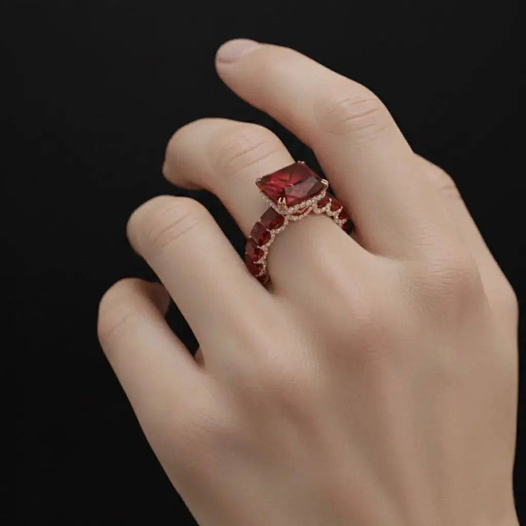 Red Ruby Haute Ring | Lab-Grown Ruby & Diamond Silver Ring – Auvra Diamonds