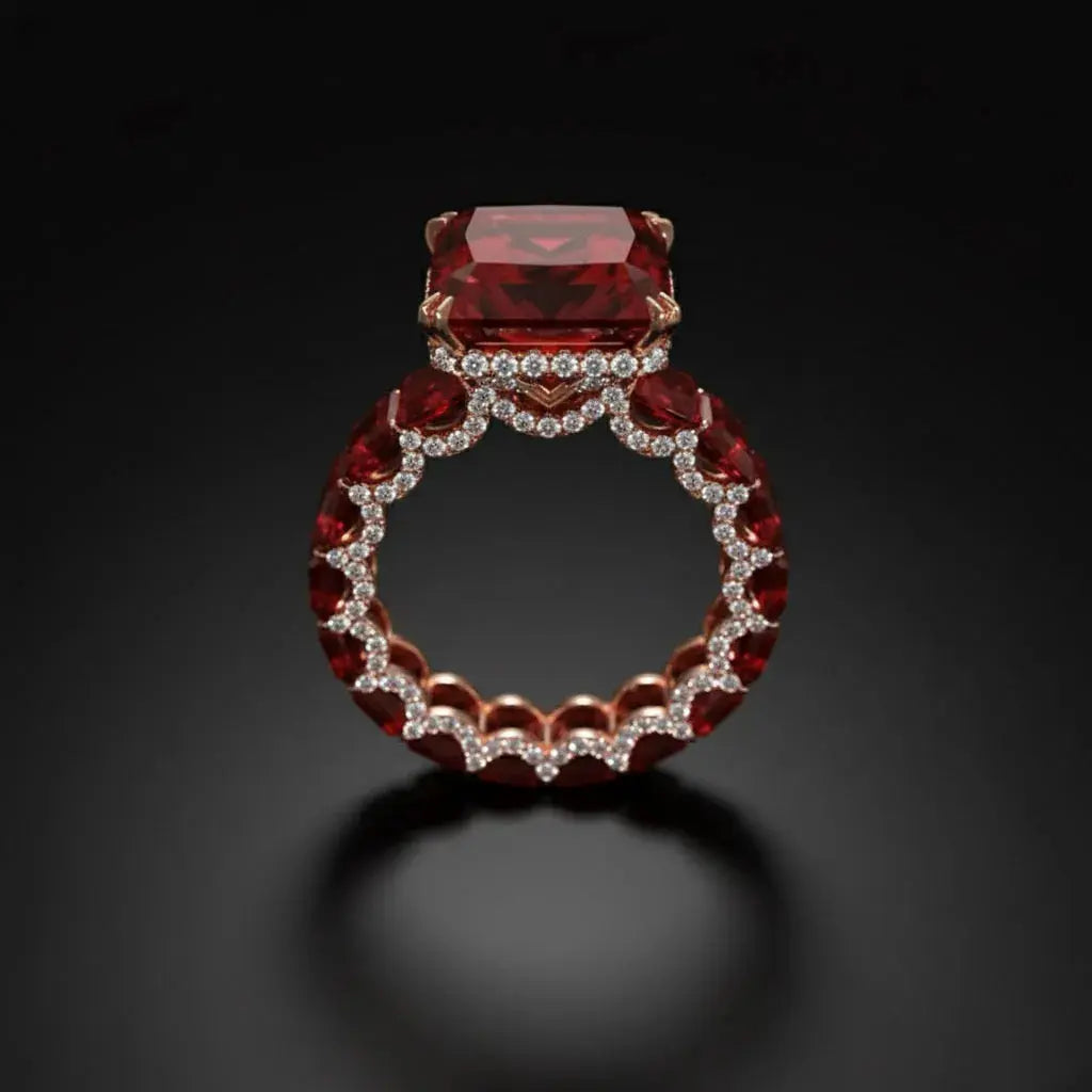 Red Ruby Haute Ring | Lab-Grown Ruby & Diamond Silver Ring – Auvra Diamonds